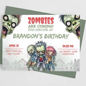 Zombie Birthday Party Invite for Boys, Printable Zombie Invitation ...