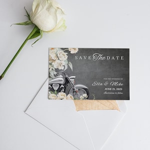 Motorcycle Wedding Invitation Set, Printable Motorbike Wedding ...