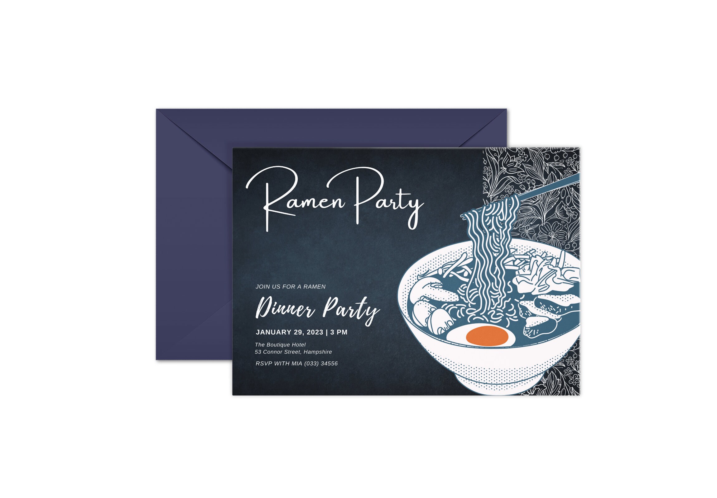Ramen Party Invitations, Ramen Noodle Dinner Party Invite, Japanese ...