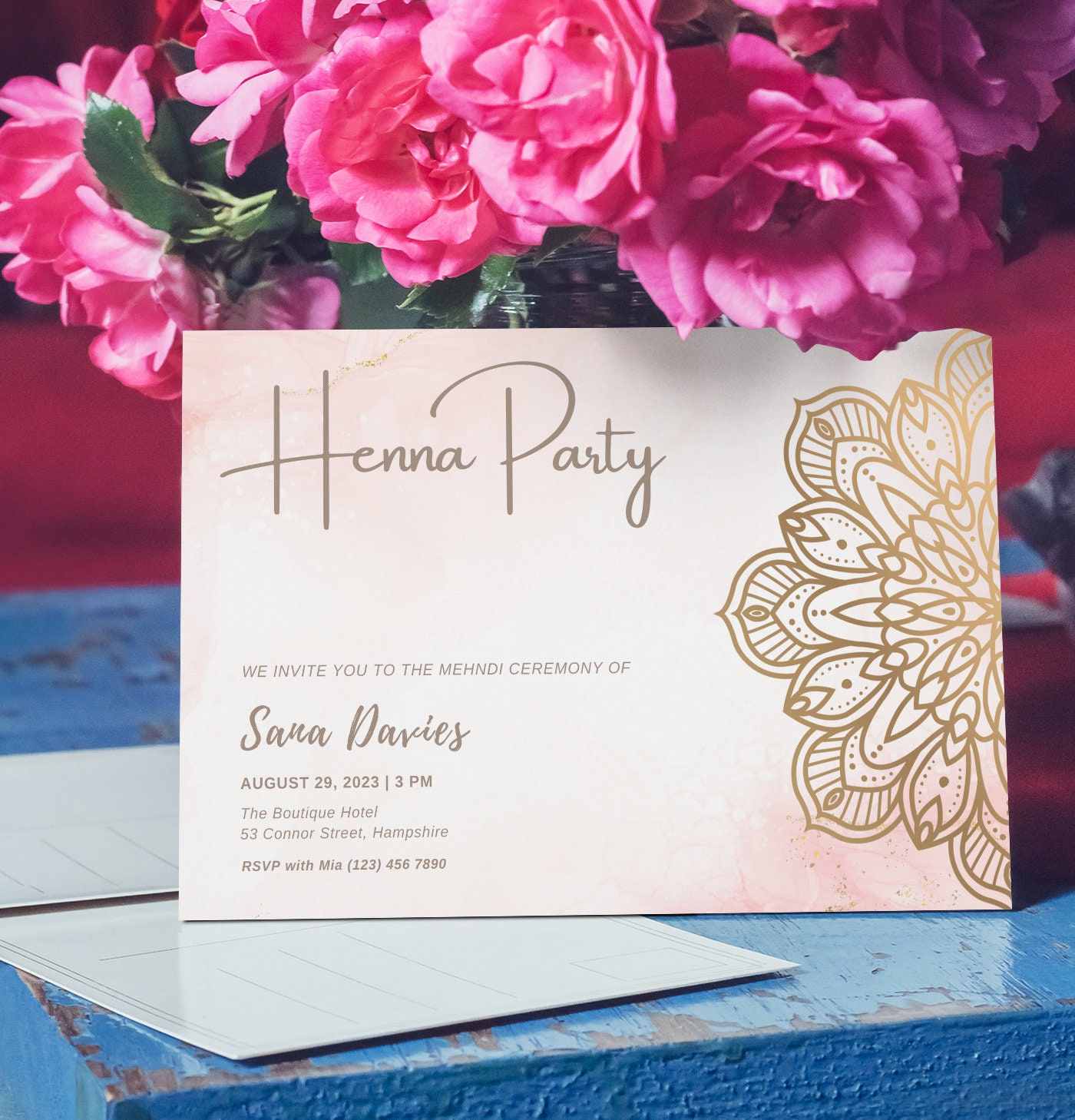 Henna Party Invitations, Blush & Gold, Mehndi Invitations, Henna Party ...