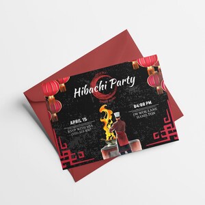 Elegant Hibachi Party Invitation, Hibachi Birthday Dinner Invite ...