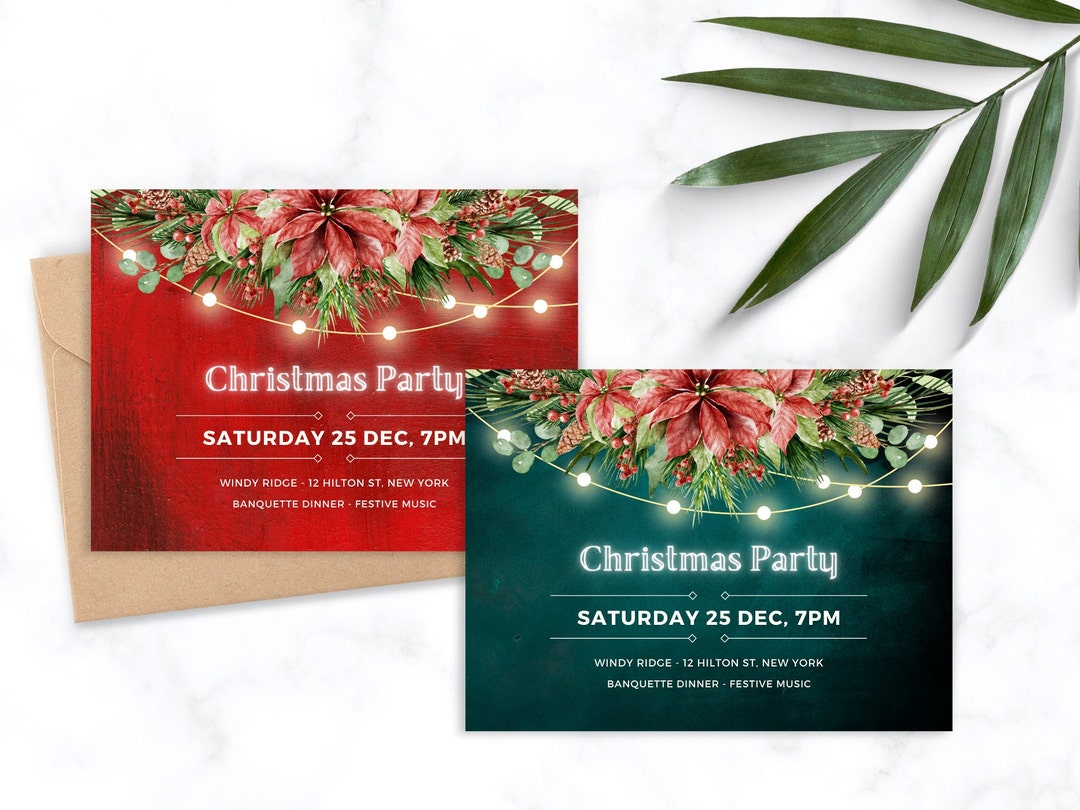 Red and Green Christmas Invitation Printable Christmas Party - Etsy