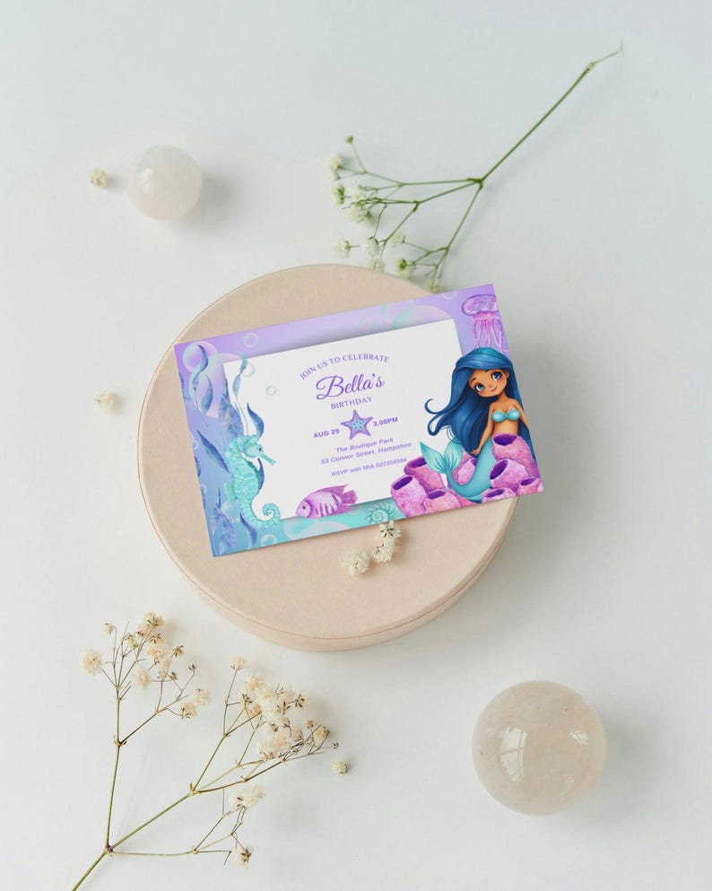 Mermaid Invitations, Mermaid Print, Under the Sea Mermaid Invite ...