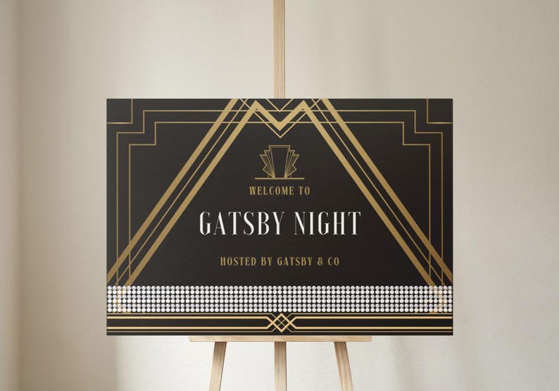 Great Gatsby Welcome Sign Bundle, Roaring Twenties Party Welcome Sign ...