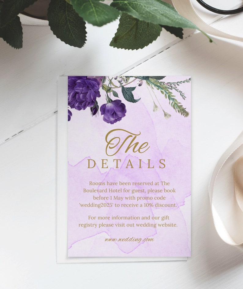 Purple and Gold Wedding Invitation Set Purple Wedding - Etsy