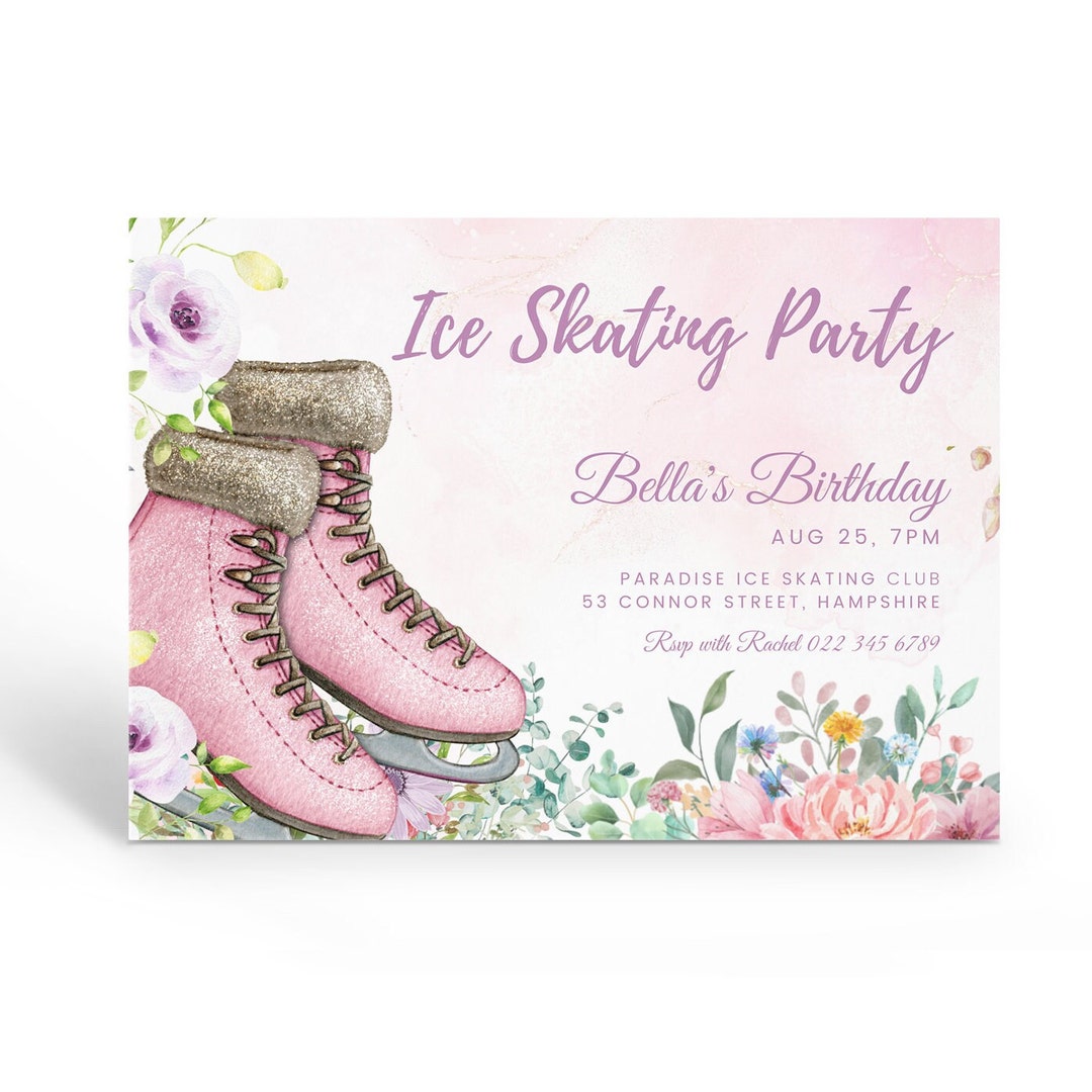 Printable Ice Skating Invitation Pink Ice Skating Birthday - Etsy