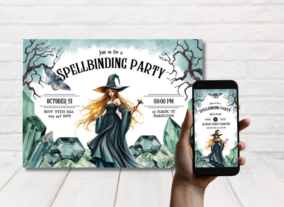Enchanted Witch Party Invite, Witchcore Birthday Invite, Tarot Party ...