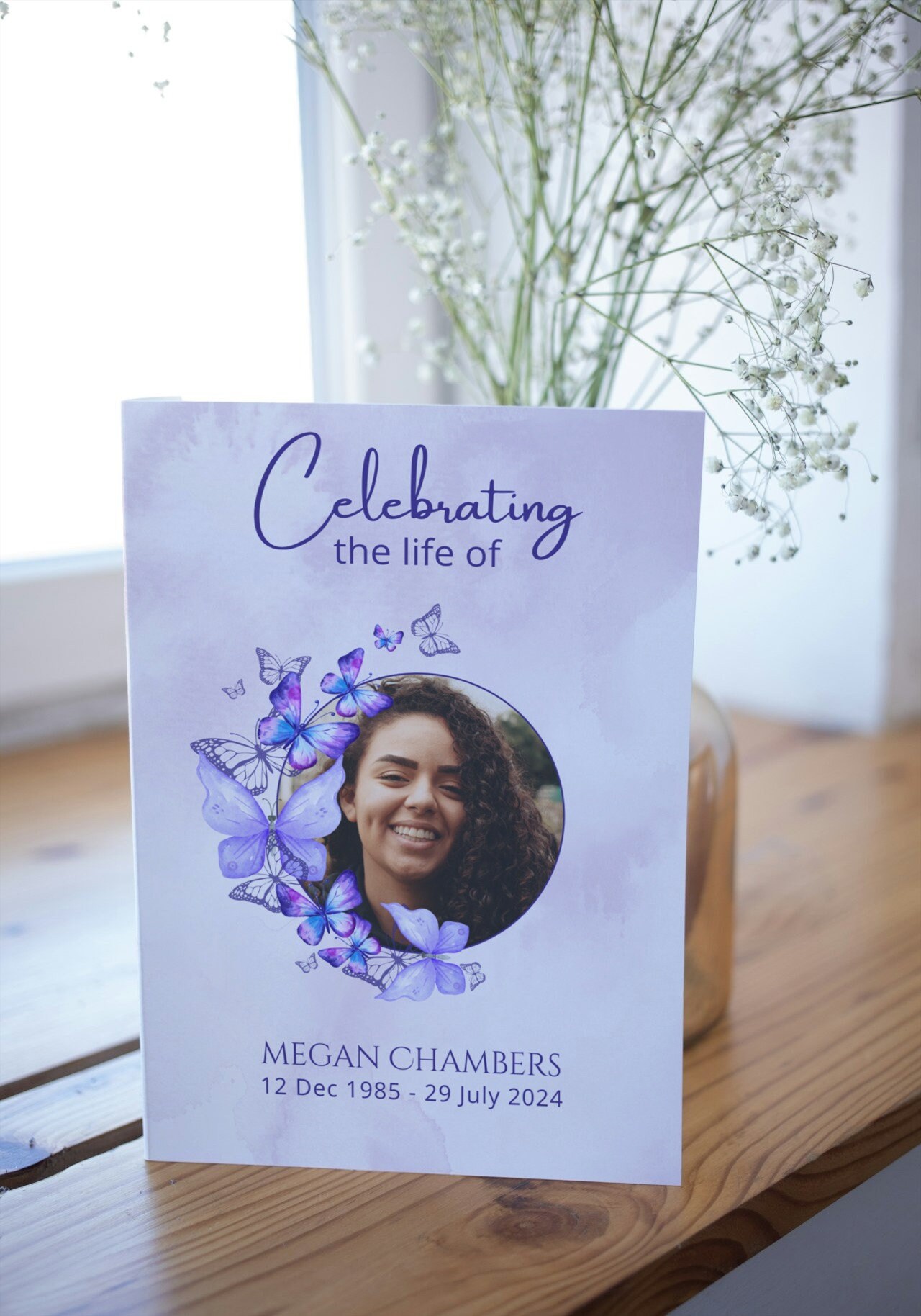 Purple Butterfly Funeral Program, Purple Celebration of Life Order of ...