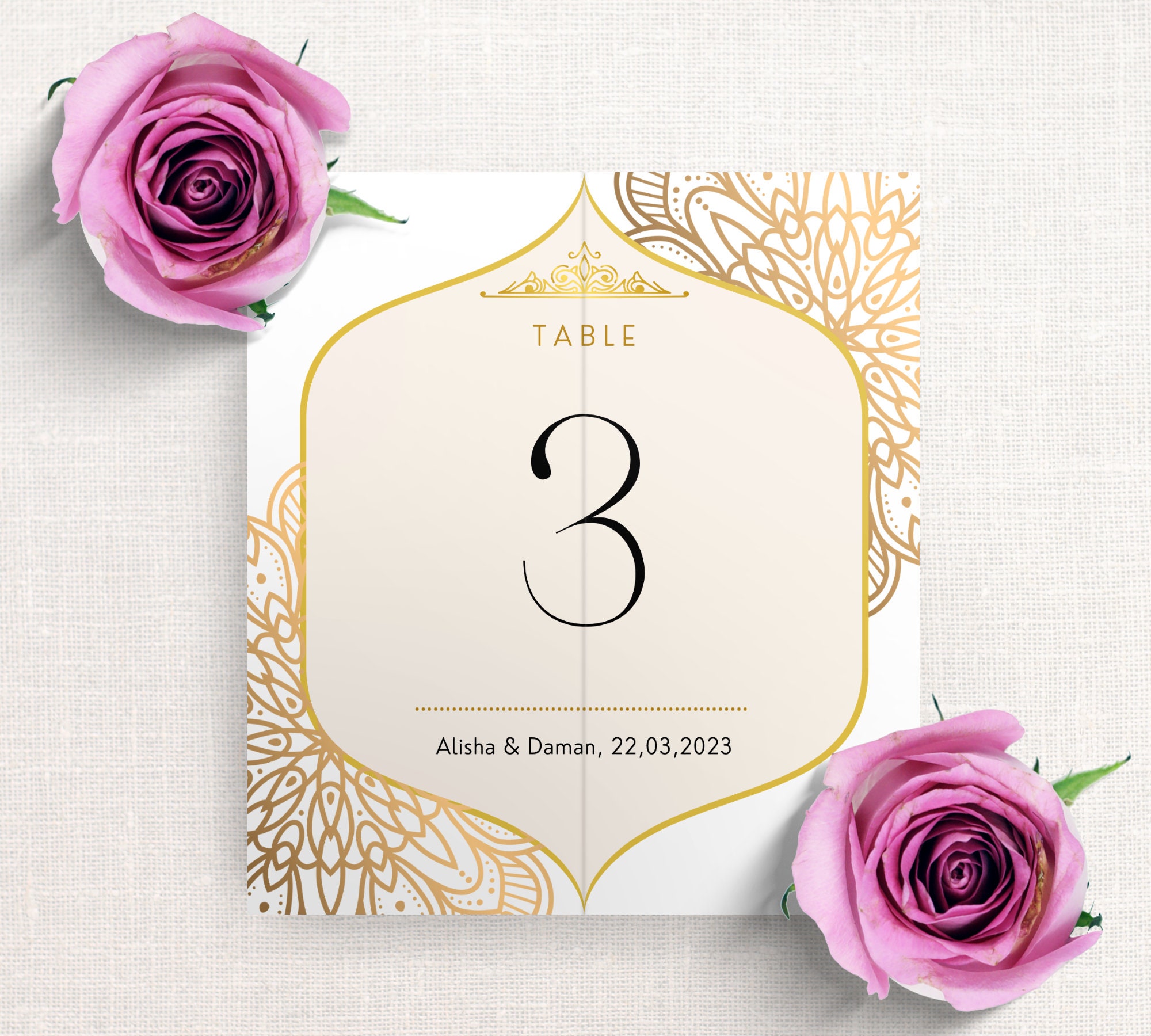 Indian Wedding Table Numbers Template, Gold. DIY Printable, Editable ...