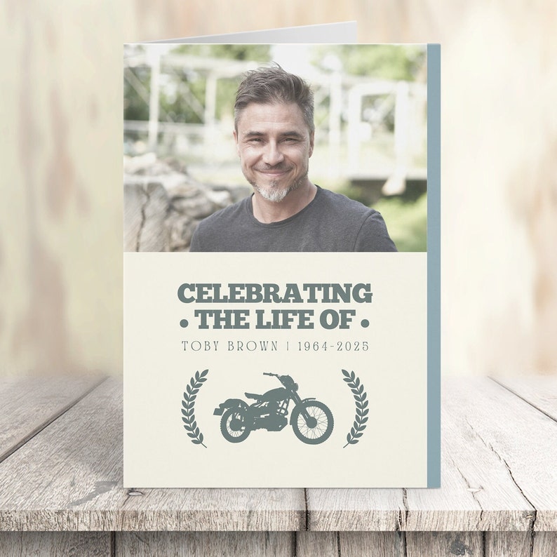 Motorcycle Funeral Program, Celebration of Life Order of Service for ...