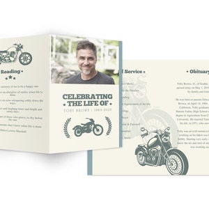Motorcycle Funeral Program, Celebration of Life Order of Service for ...