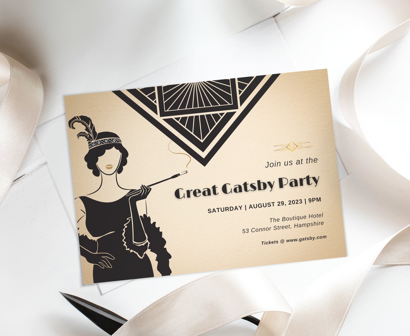 Elegant Great Gatsby Invitation, Gold Black Art Deco Invite, Roaring ...
