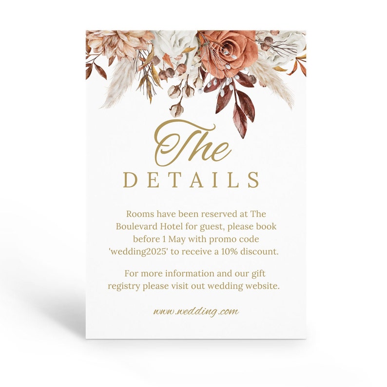 Rust Wedding Invitation Set, Floral Rust Wedding Invitation, Burnt ...