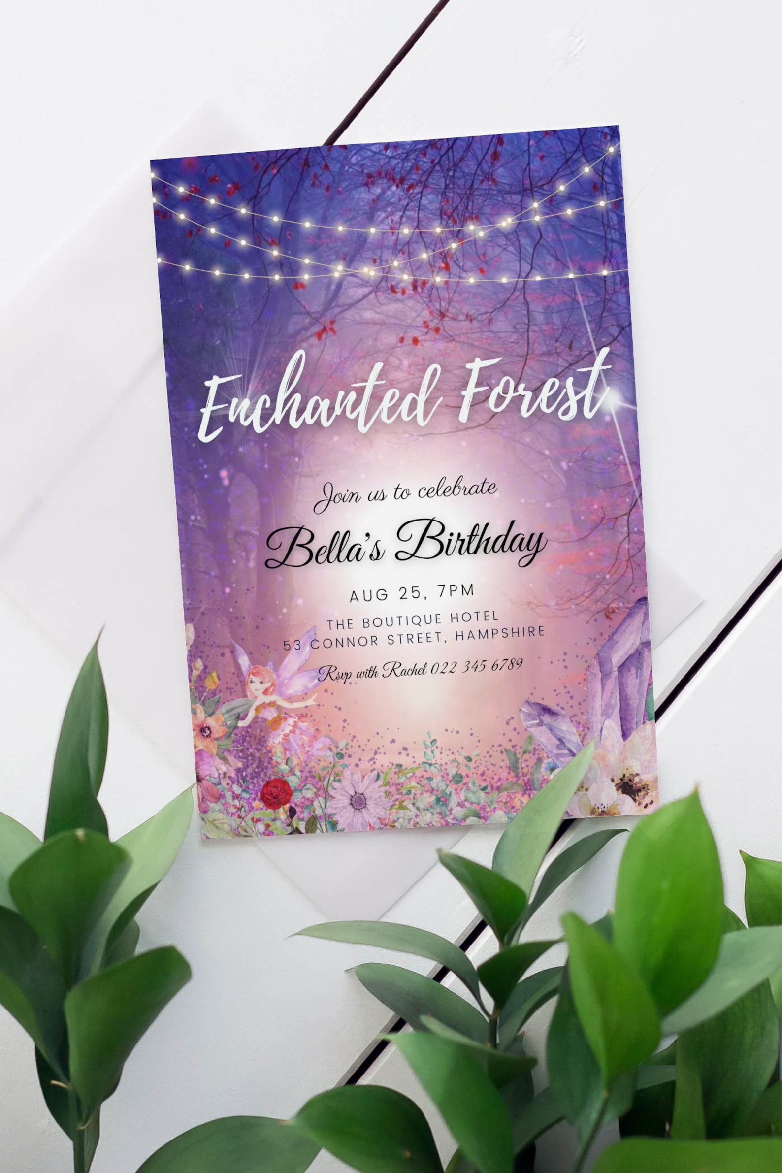 Enchanted Forest Birthday Invitation, Pink Enchanted Garden Invite ...
