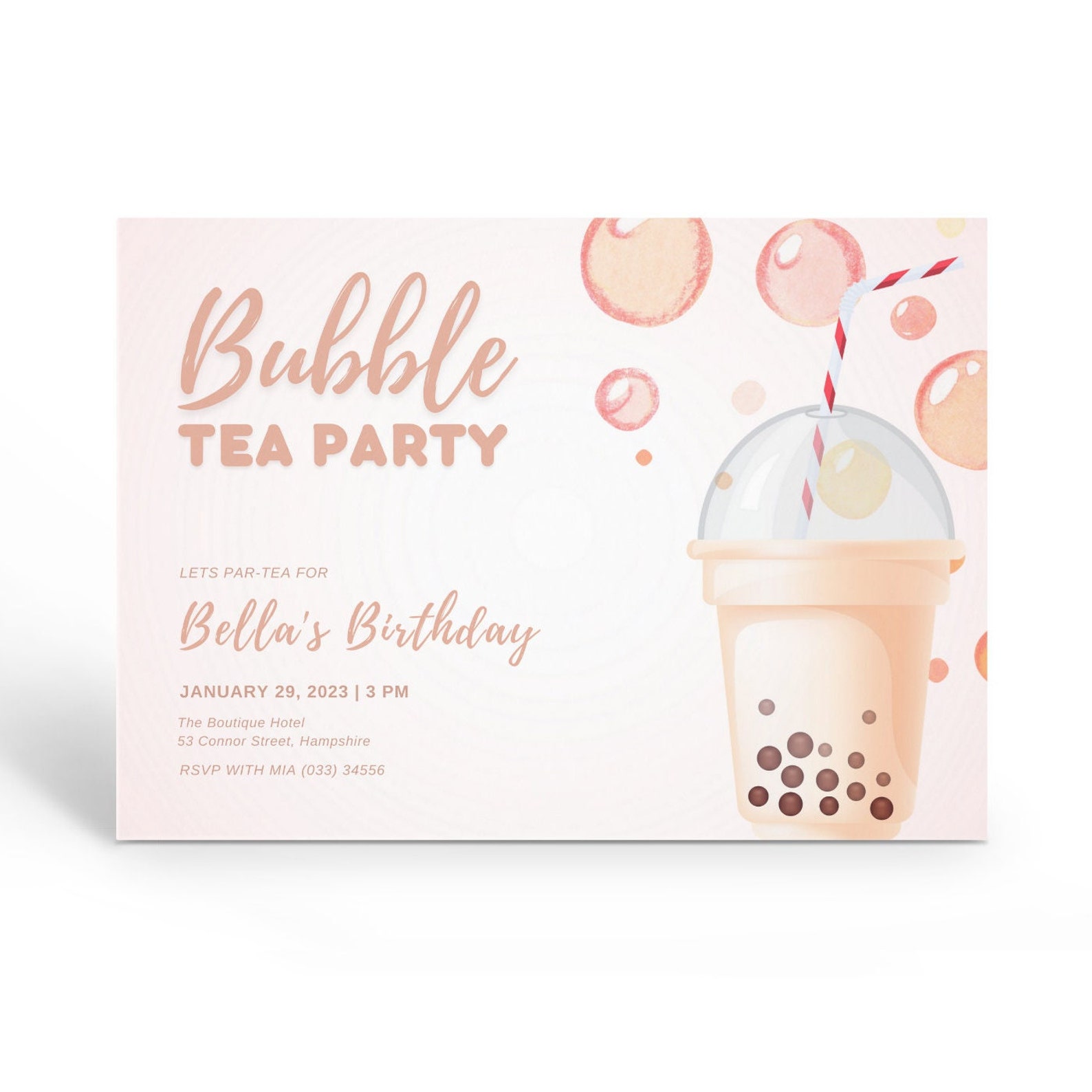 Bubble Tea Party Invitations, Printable Boba Birthday Invitation ...