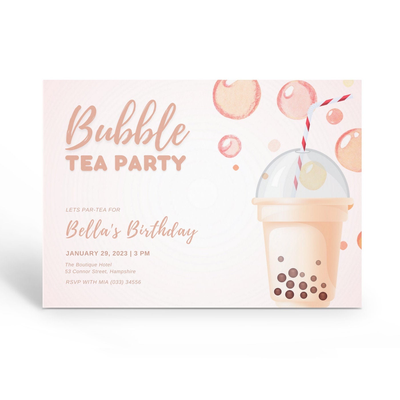 Bubble Tea Party Invitations, Printable Boba Birthday Invitation ...