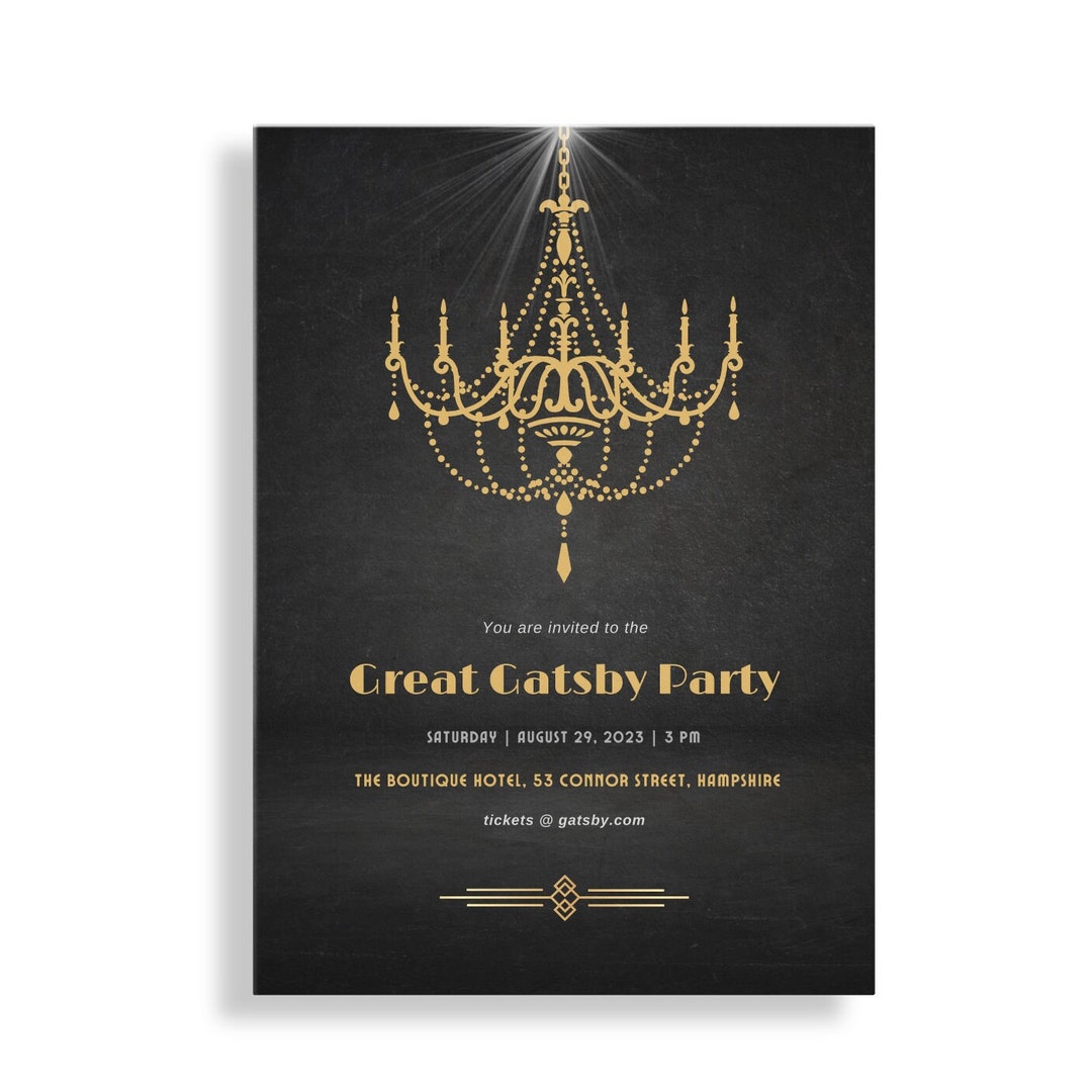 Printable Great Gatsby Invitation, Art Deco Invite, Elegant Great ...