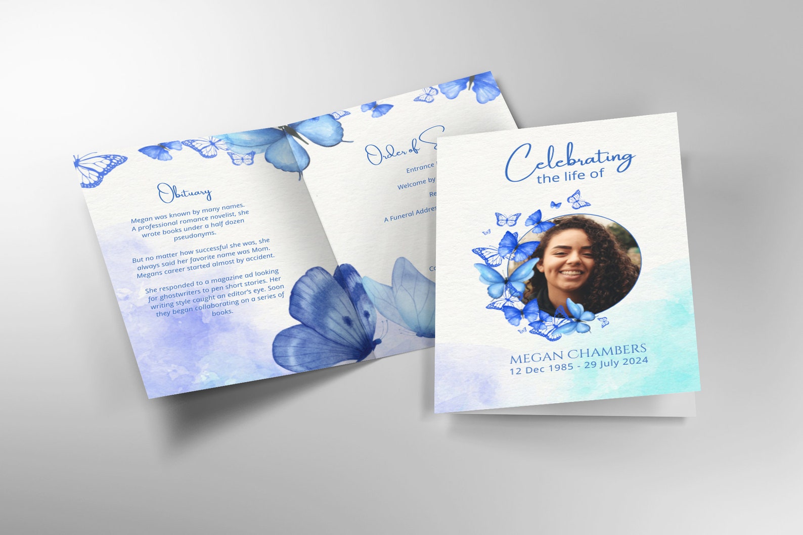 Editable Butterfly Funeral Program Celebration of Life Order - Etsy