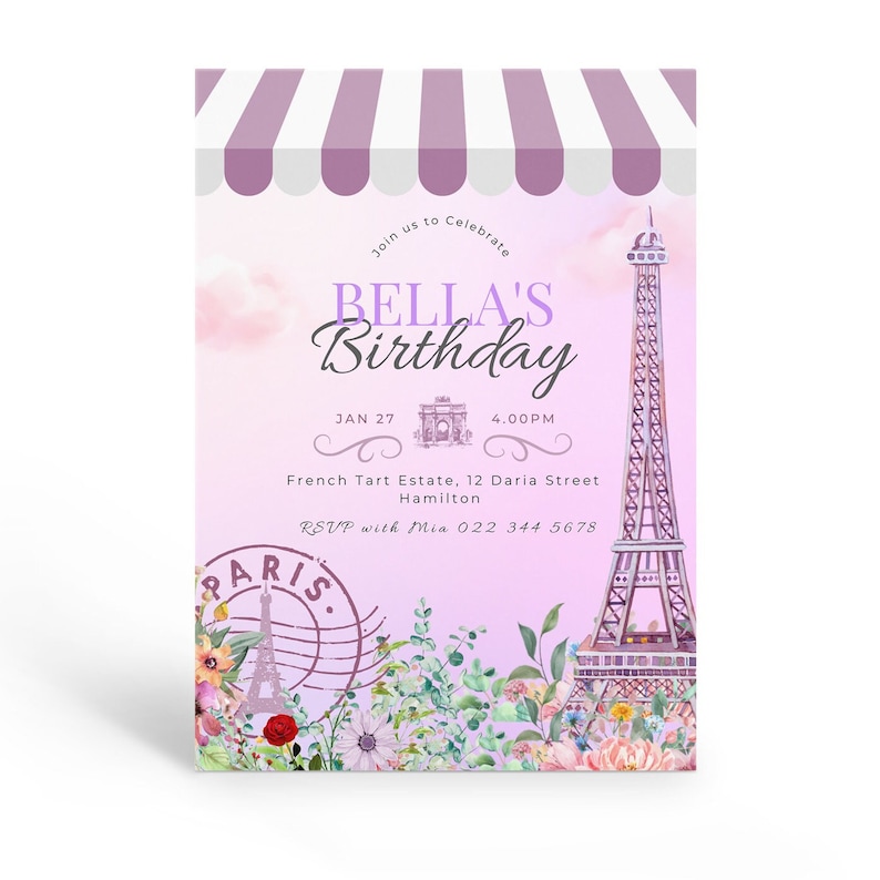 Paris Invitation, Paris Birthday Invitations, Eiffel Tower Invites ...