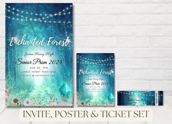 Printable Enchanted Forest Prom Set Enchanted Prom Invite - Etsy