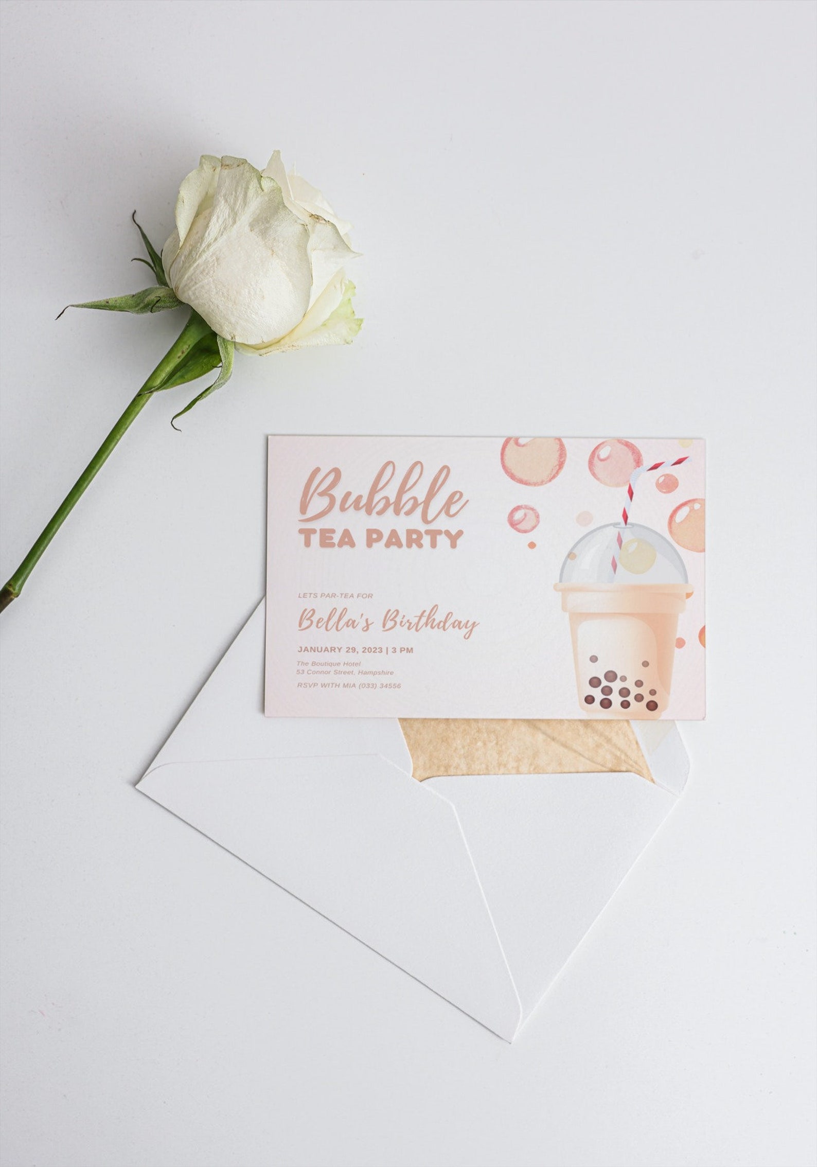 Bubble Tea Party Invitations, Printable Boba Birthday Invitation ...