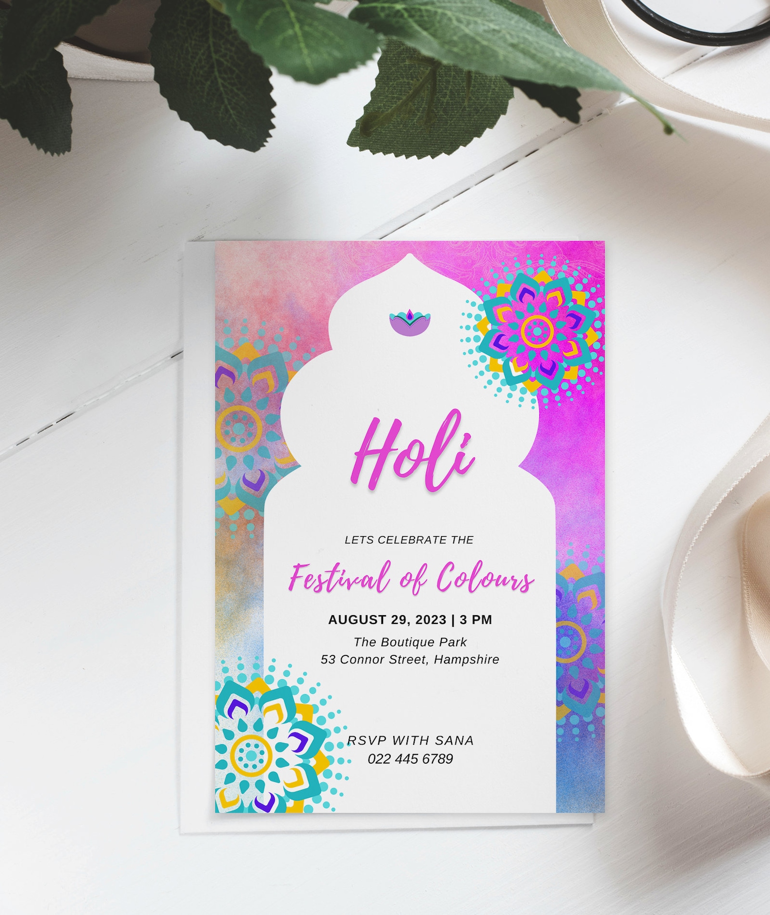Holi Invitation, Holi Festival Invites, Printable Holi Celebration ...