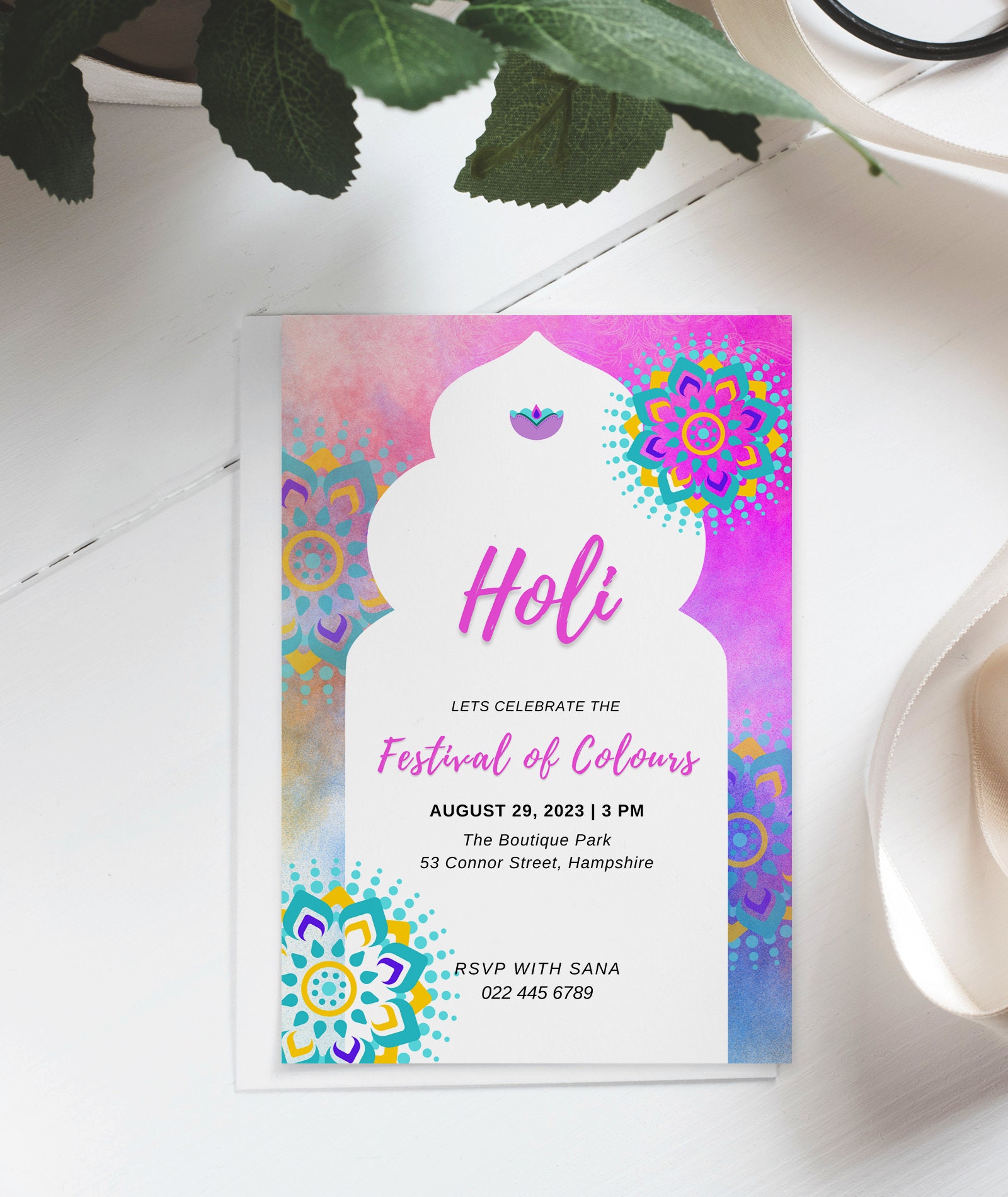 Holi Invitation, Holi Festival Invites, Printable Holi Celebration ...