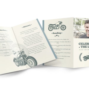 Motorcycle Funeral Program, Celebration of Life Order of Service for ...