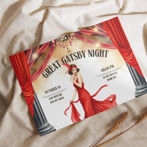 Elegant Flapper Invitations, Printable Great Gatsby Party Invite ...