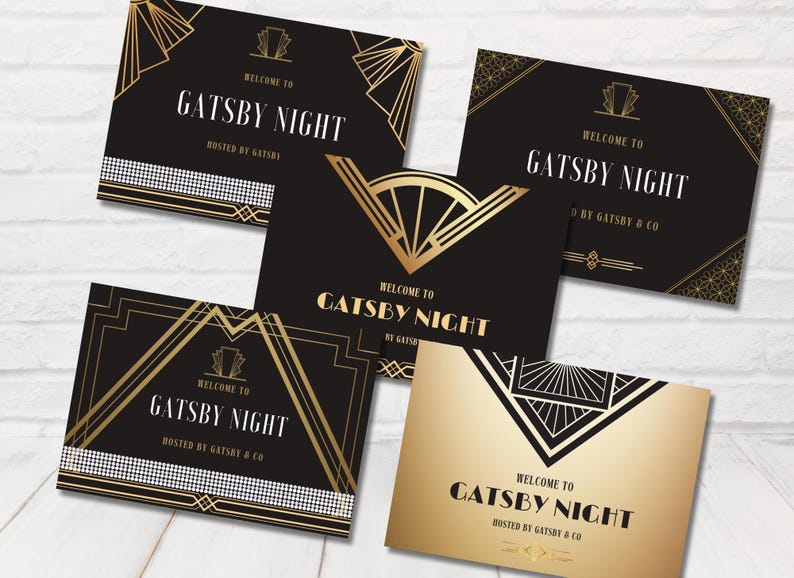 Great Gatsby Welcome Sign Bundle, Roaring Twenties Party Welcome Sign ...