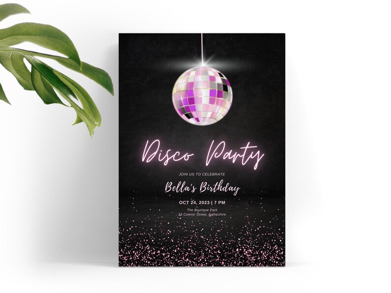 Pink Disco Invitation Kids Disco Ball Birthday Invite - Etsy Australia