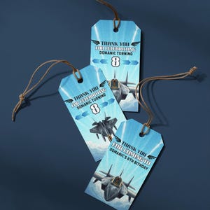 Editable Fighter Jet Party Tags, Boys Fighter Pilot Party Favor Tags ...