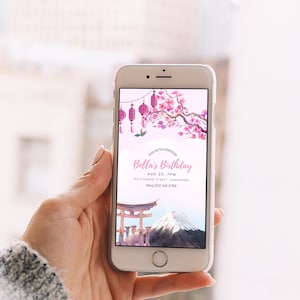 Printable Japanese Invitation Set, Cherry Blossom Invite, Japanese ...