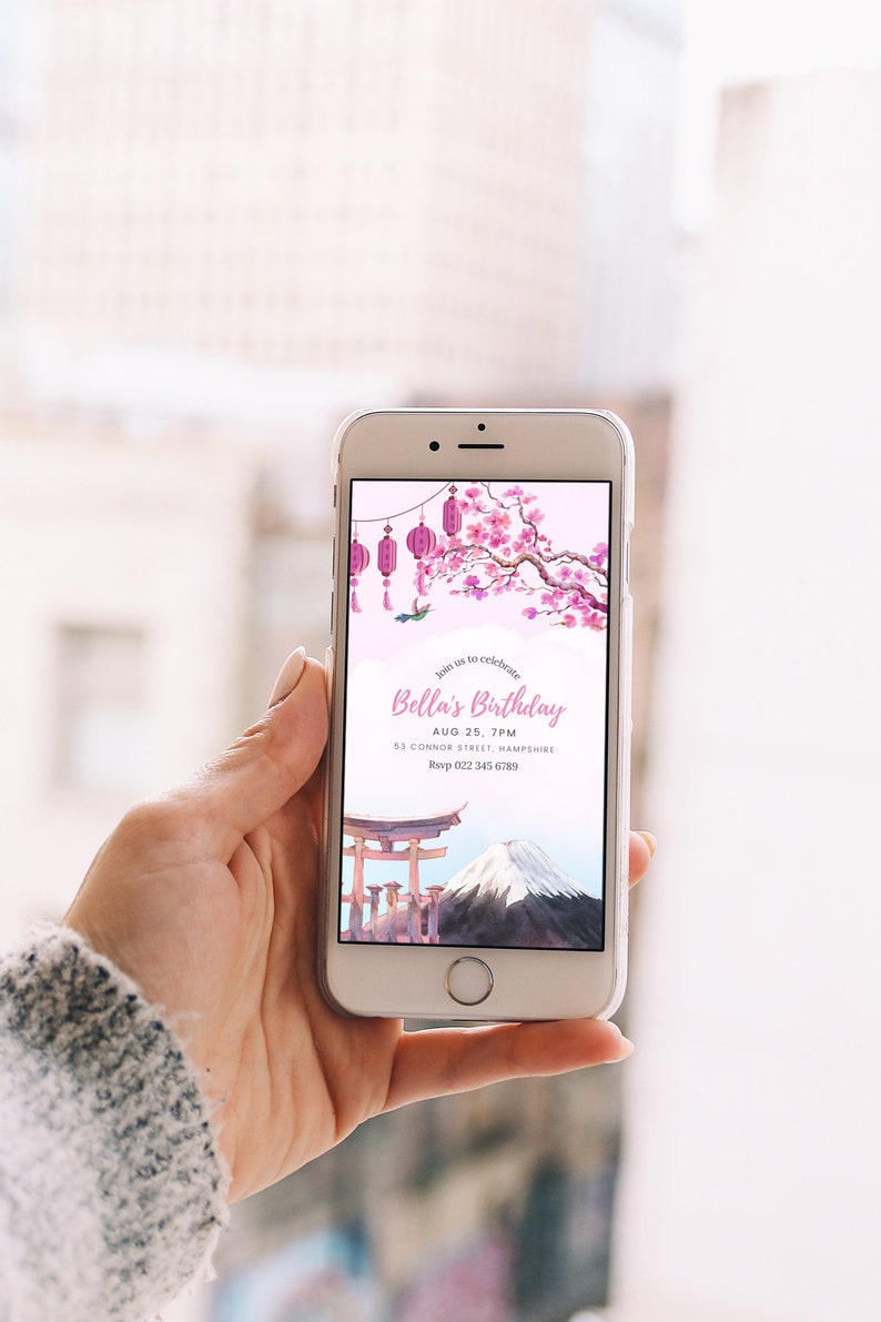 Printable Japanese Invitation Set, Cherry Blossom Invite, Japanese ...