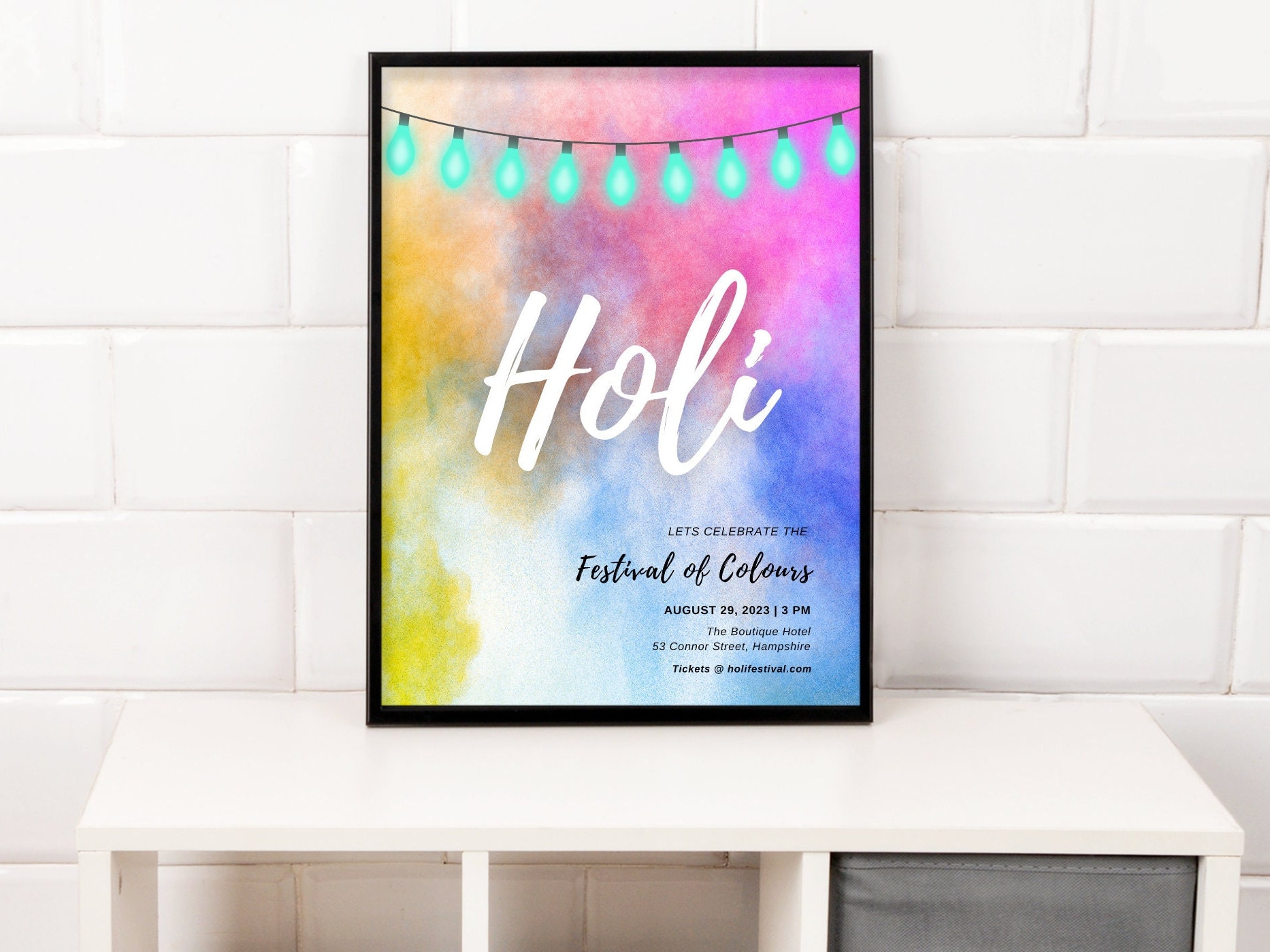 Holi Festival Poster Template, Holi Celebration Printable Poster, Color ...