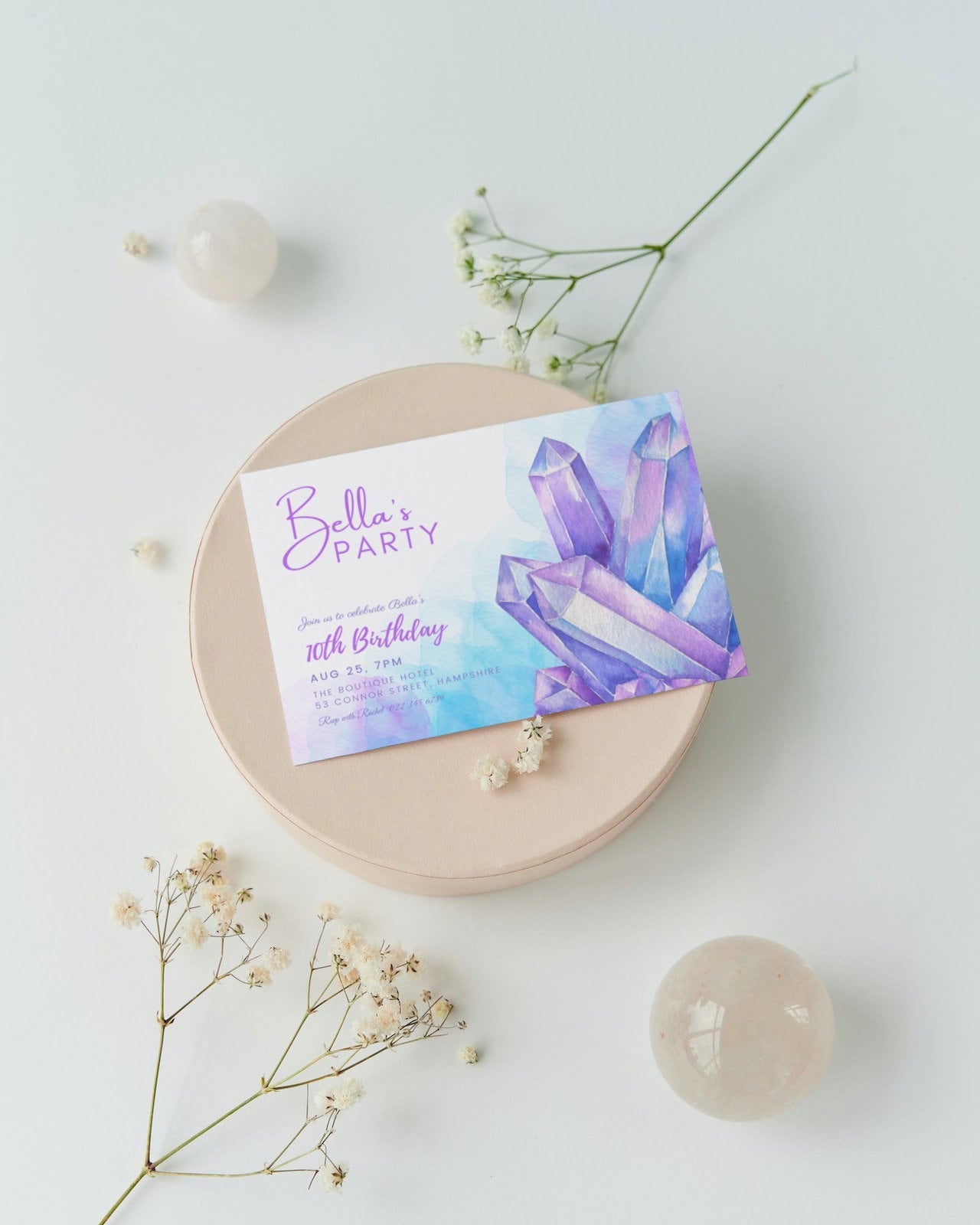 Printable Gemstone Birthday Invite, Crystal Invitations, Geode ...