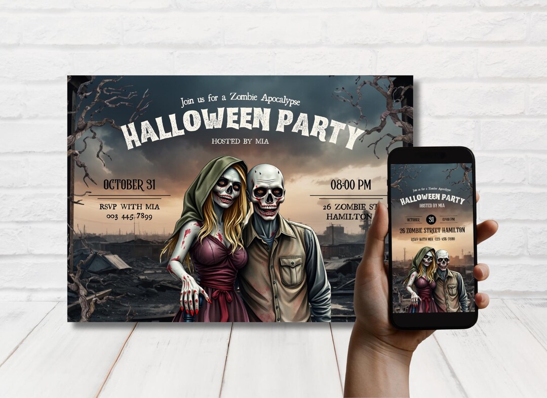 Zombie Halloween Invitations, Printable Zombie Apocalypse Invite ...
