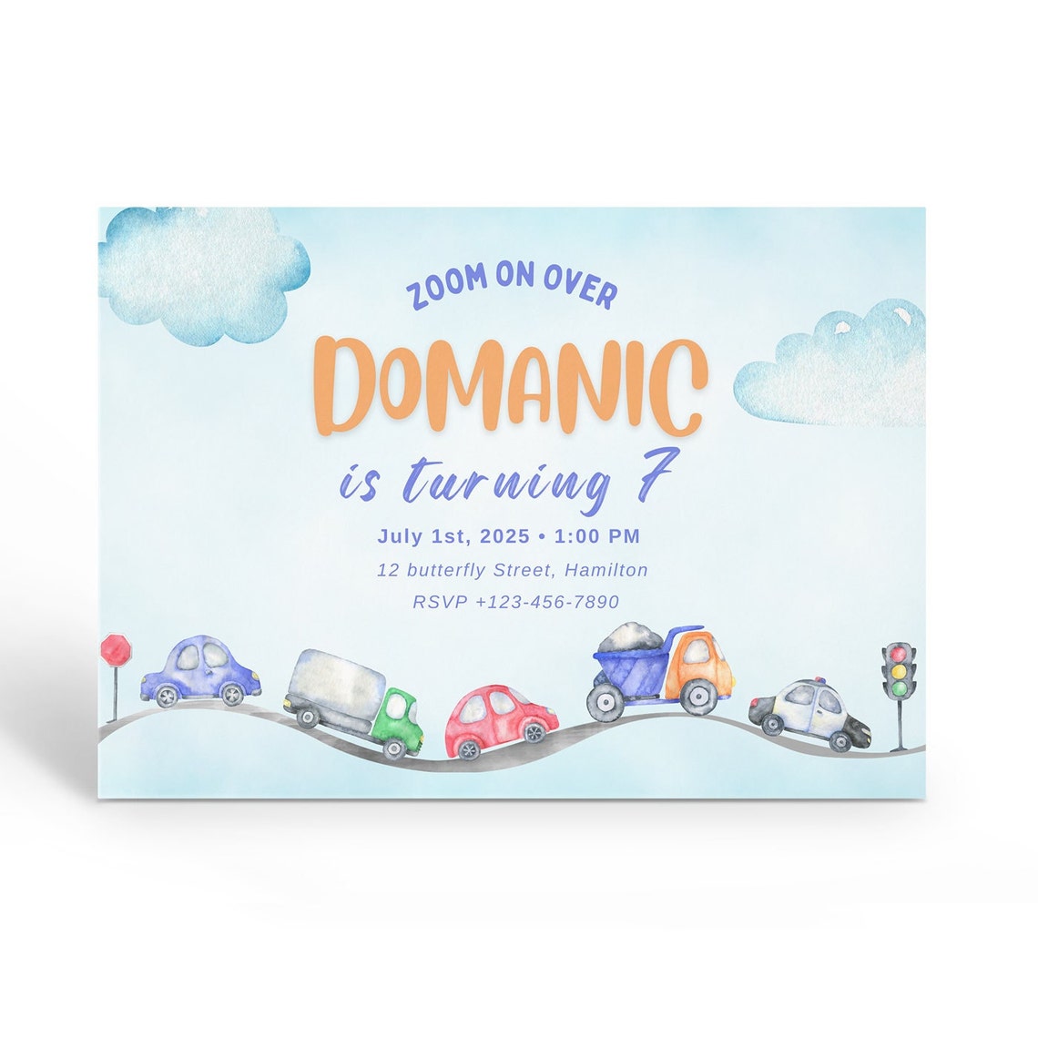 Printable Car Birthday Invitation, Truck Birthday Party Invitation ...