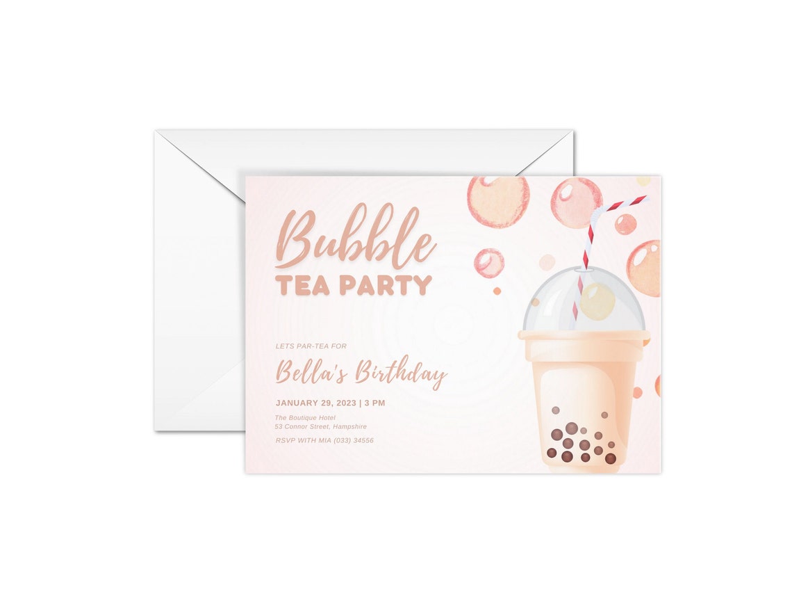 Bubble Tea Party Invitations Printable Boba Birthday - Etsy