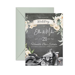 Motorcycle Wedding Invitation Set, Printable Motorbike Wedding ...