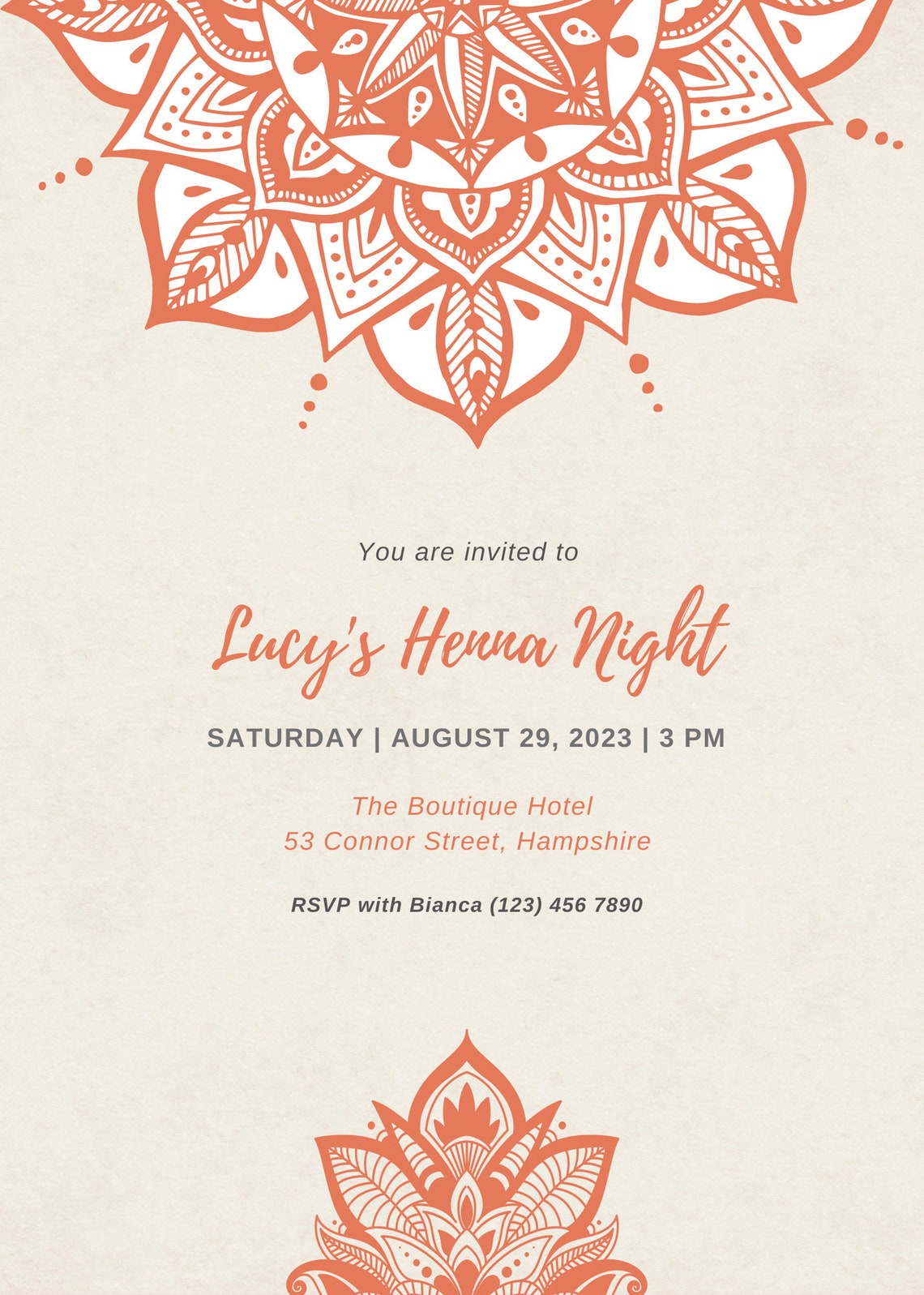 Printable Mehndi Invitations, Henna Party Invite, Indian Wedding ...