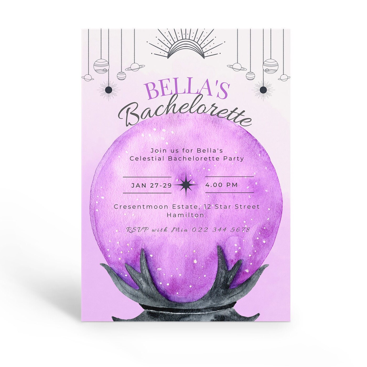 Purple Celestial Bachelorette Invitation, Celestial Bridal Shower ...