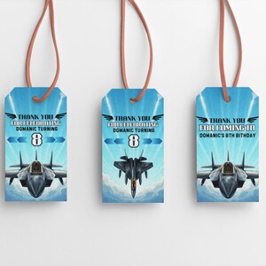Editable Fighter Jet Party Tags, Boys Fighter Pilot Party Favor Tags ...