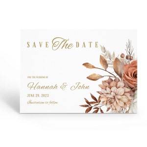 Rust Wedding Invitation Set, Floral Rust Wedding Invitation, Burnt ...
