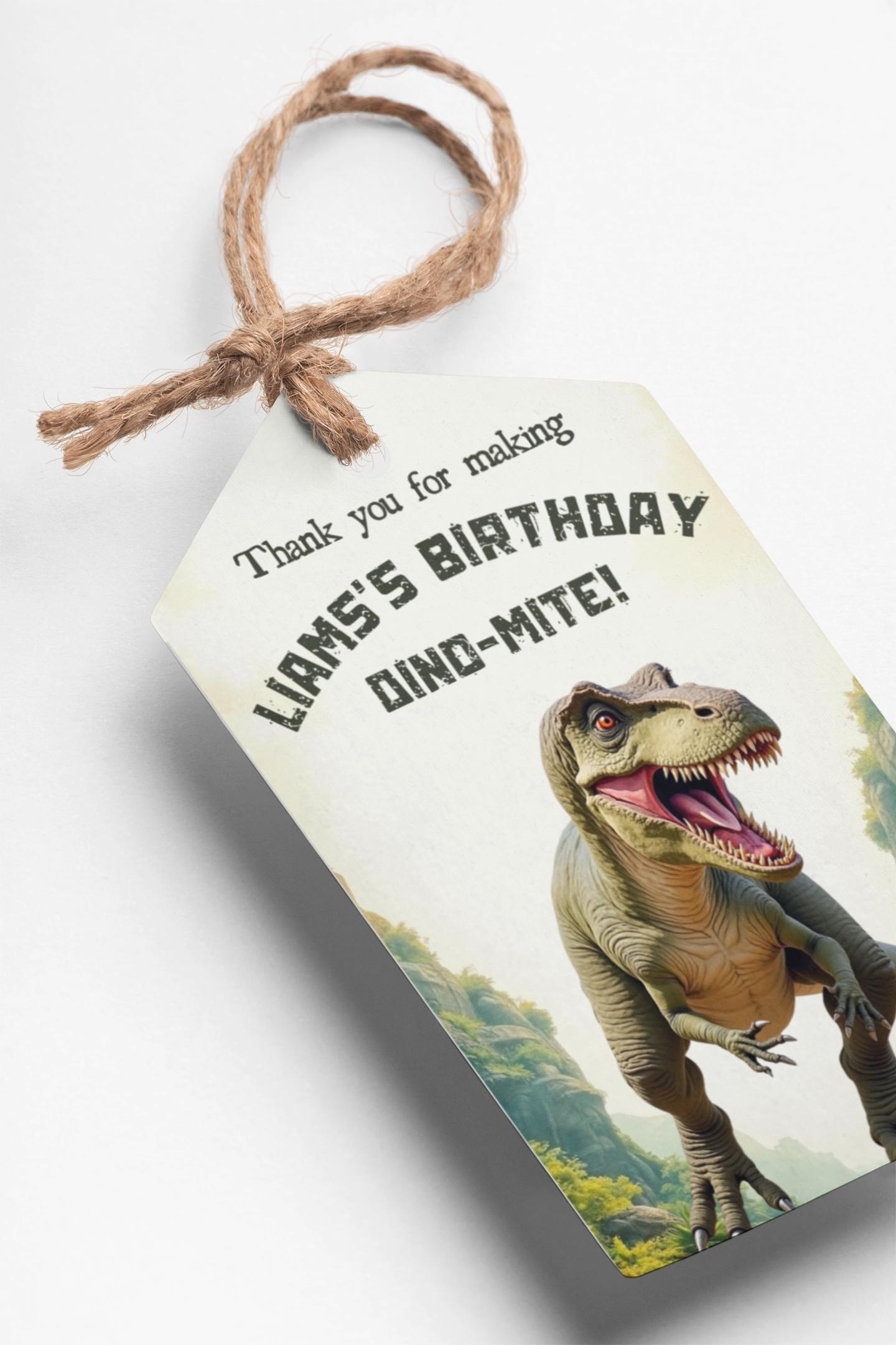 Editable Dino Favor Tags, Boys Dinosaur Party Favor Tags, Printable ...
