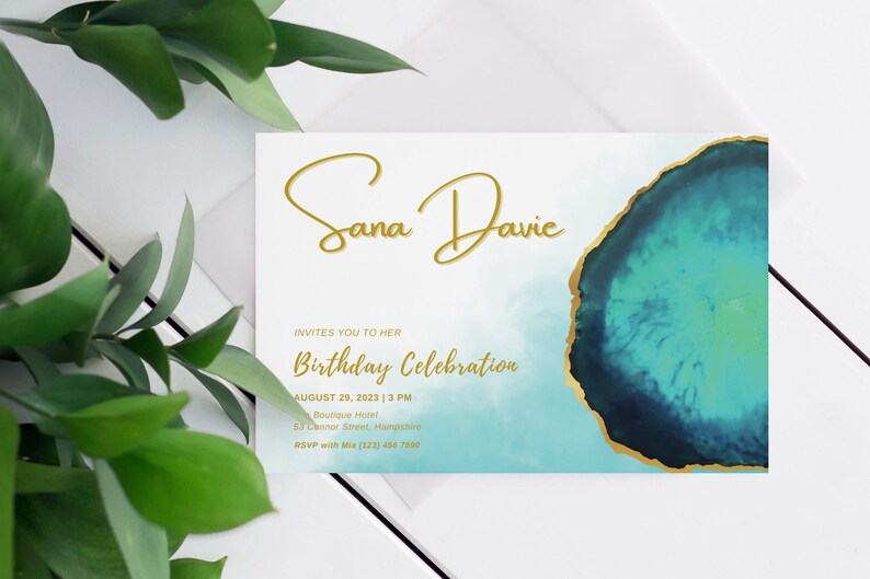 Crystal Invitations, Gem Party Invite, Geode Birthday Invitation ...