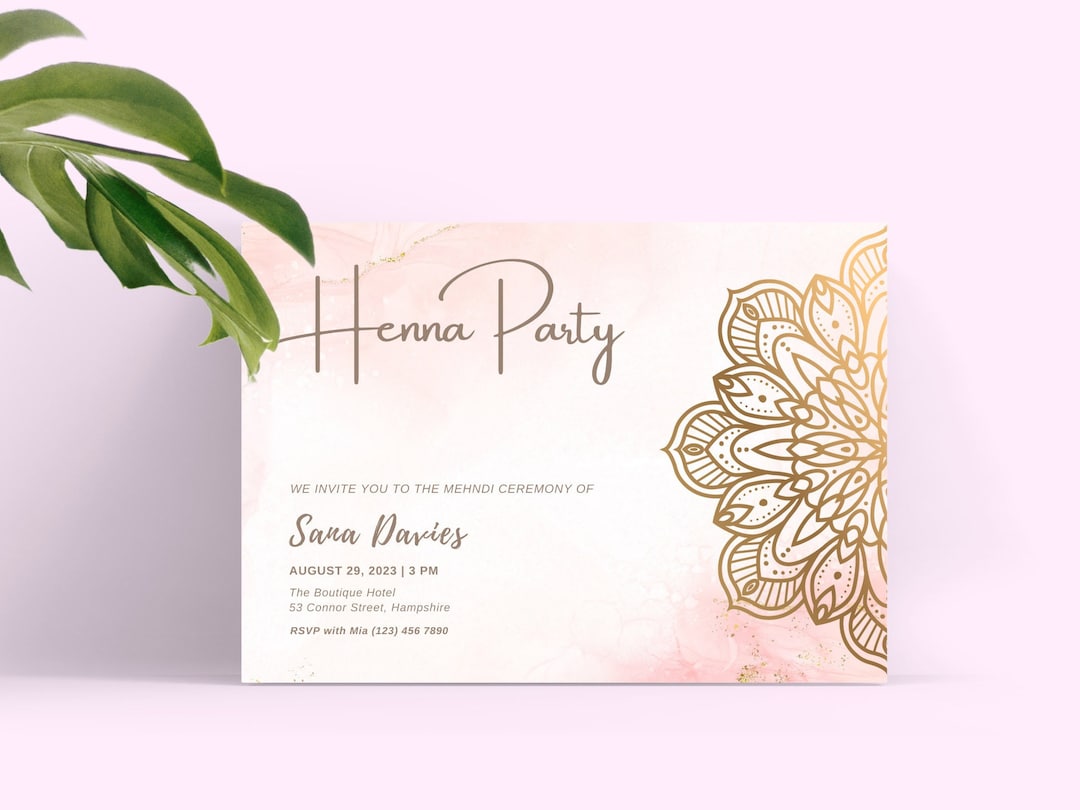 Henna Party Invitations, Blush & Gold, Mehndi Invitations, Henna Party ...