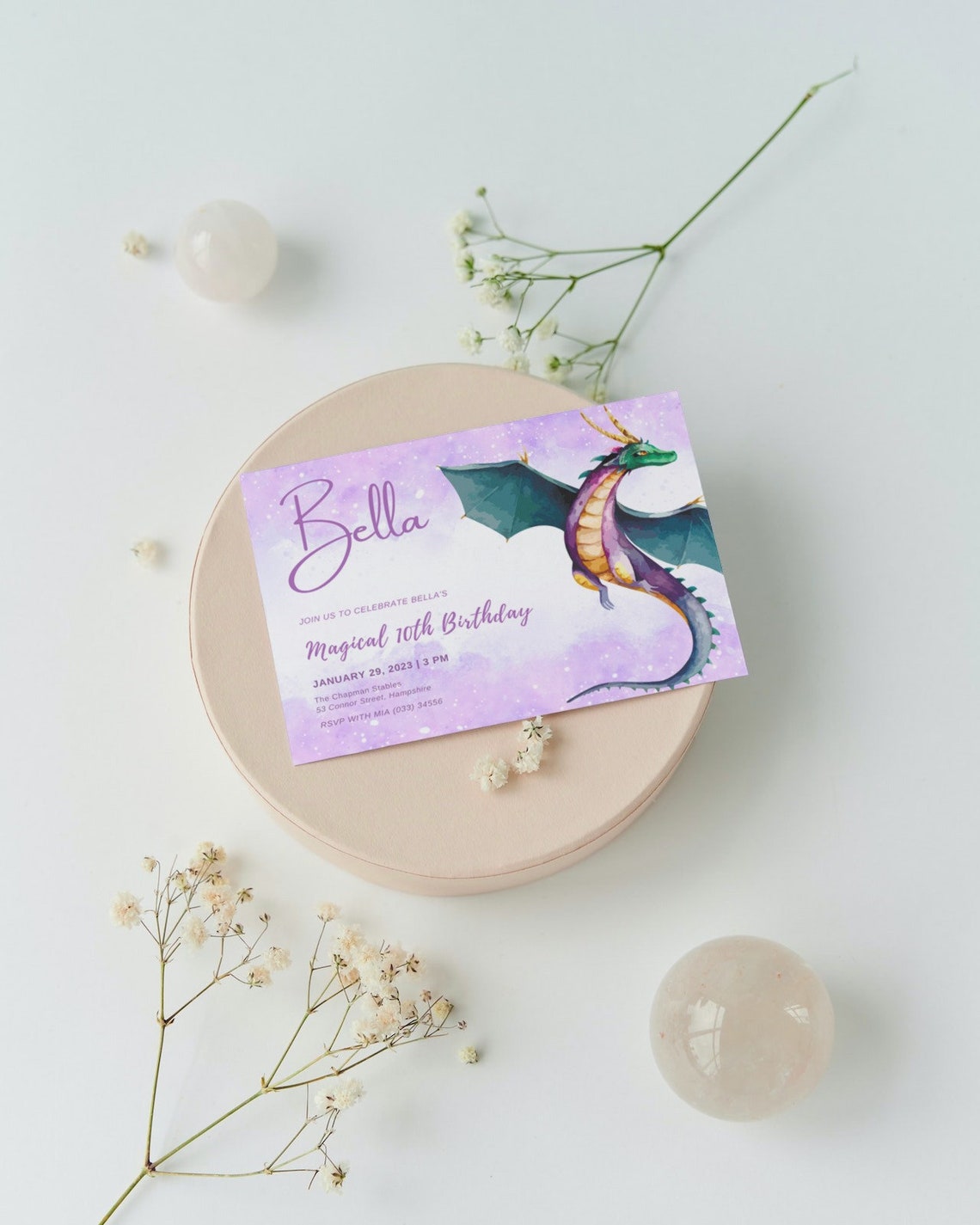 Printable Purple Dragon Invitation Girl Dragon Birthday Party - Etsy