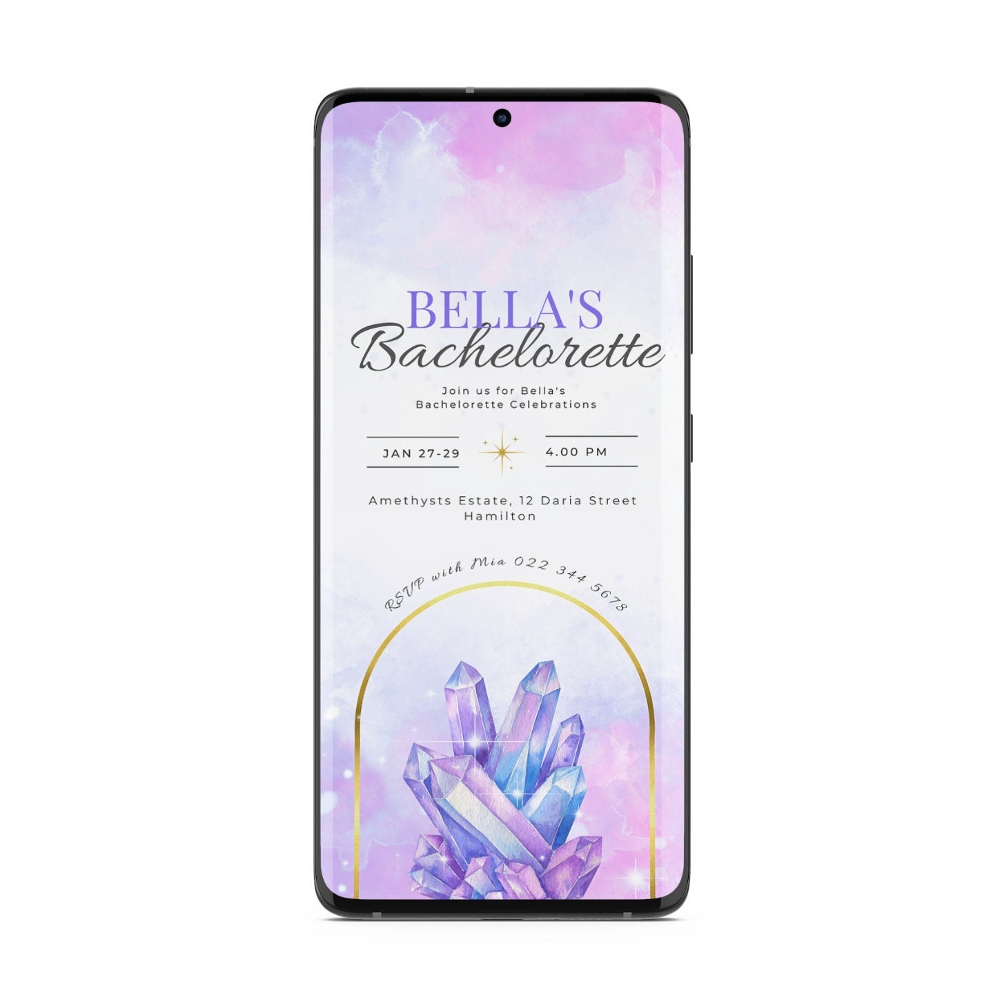 Purple Crystal Bachelorette Invitation, Crystal Bridal Shower ...
