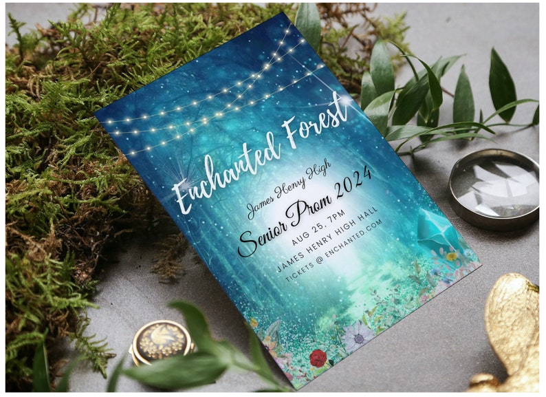 Printable Enchanted Forest Prom Set, Enchanted Prom Invite, Enchanted ...